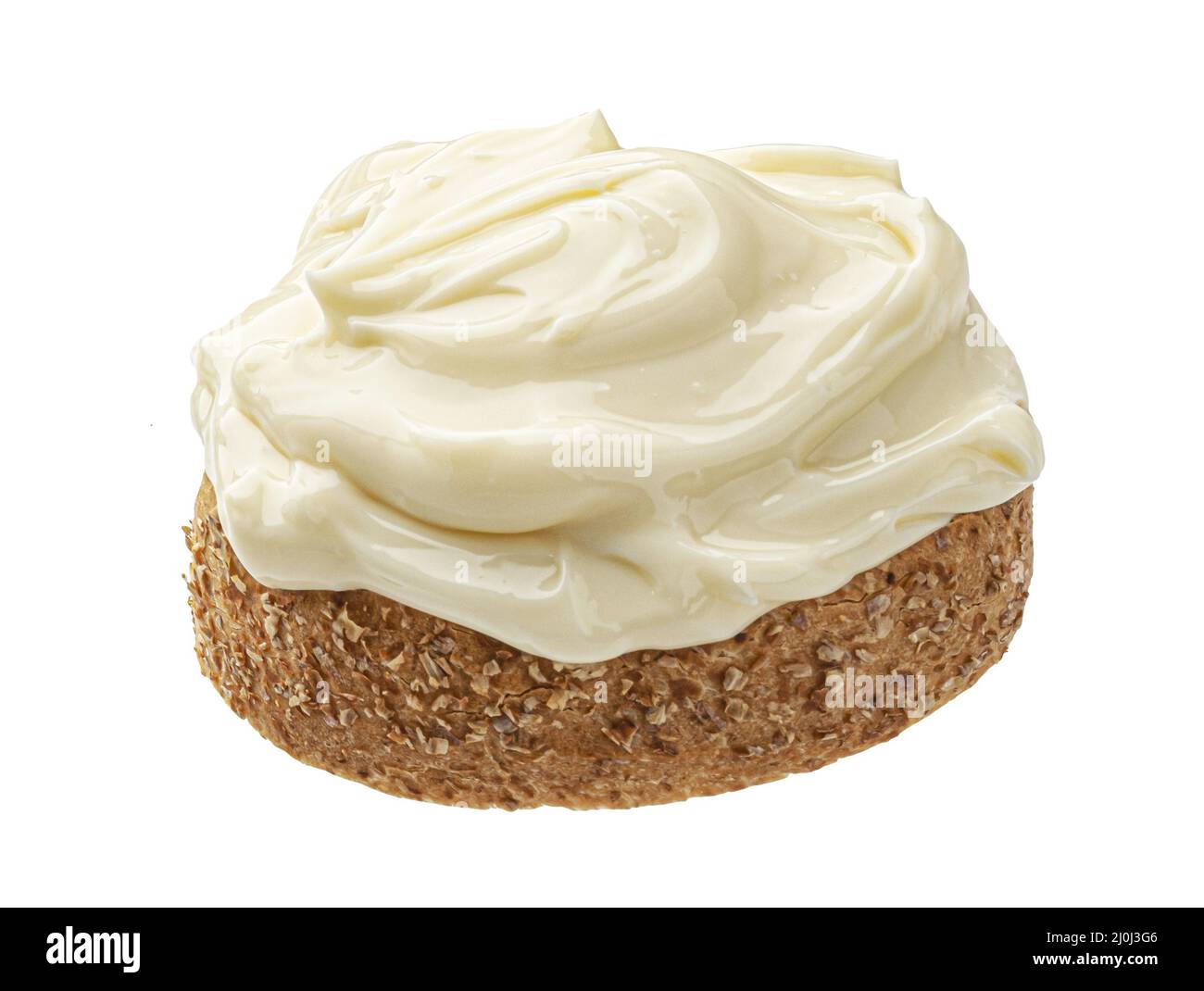 Slice of bread with melted cheese isolated on white background Stock ...