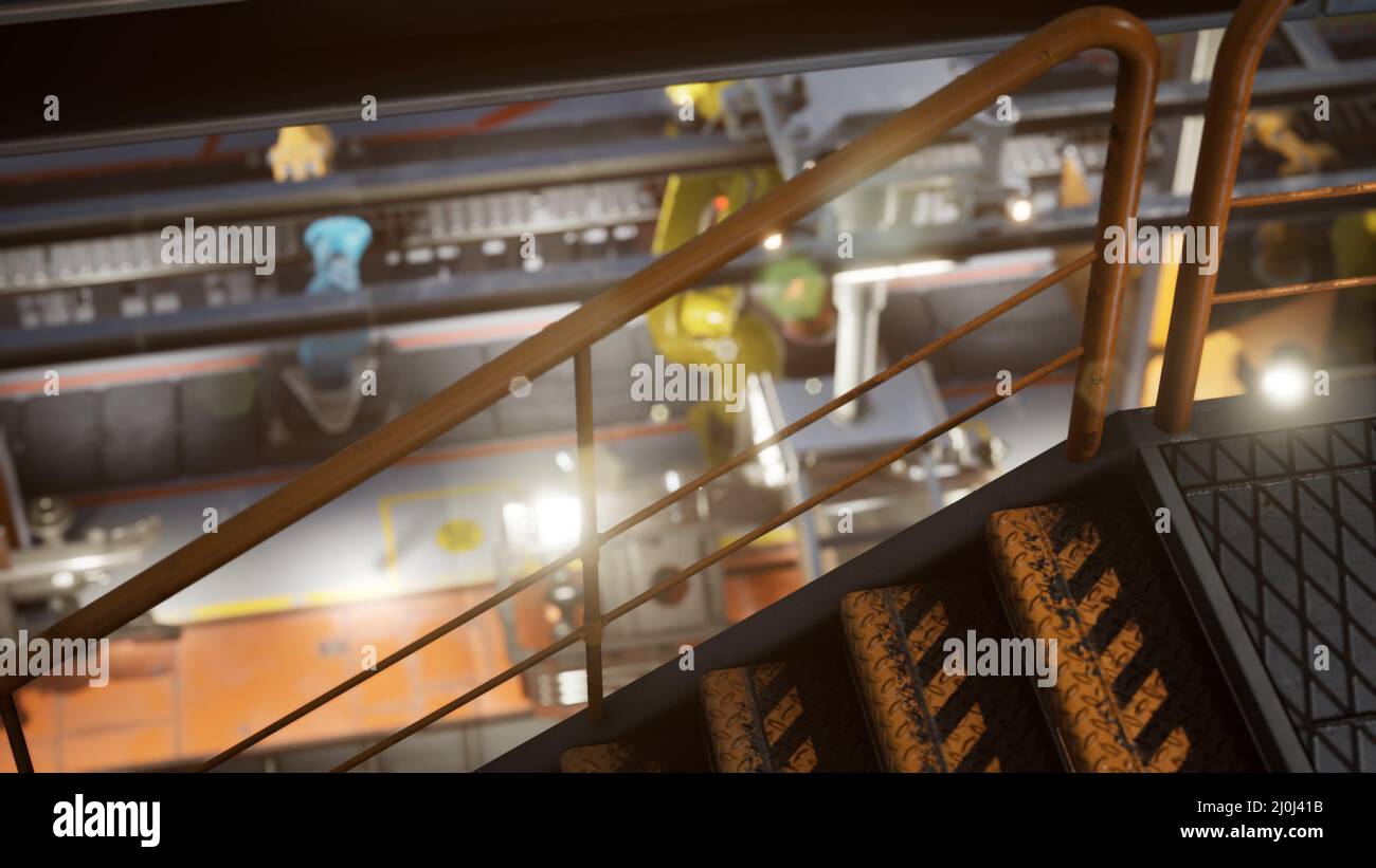 Interior of car factory with a production line Stock Photo - Alamy