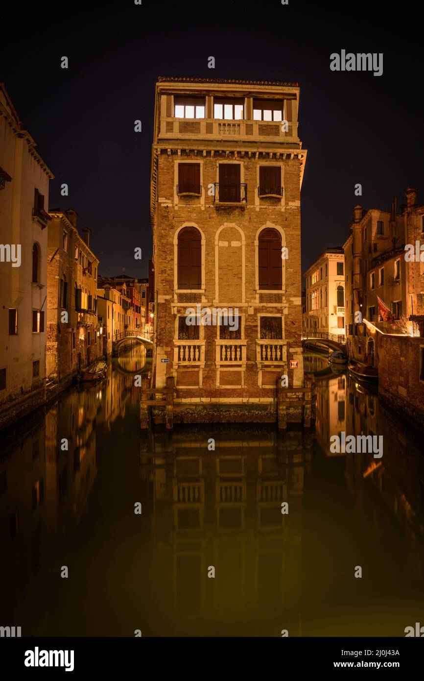 Floating House at Night, Venice, Italy Stock Photo - Alamy