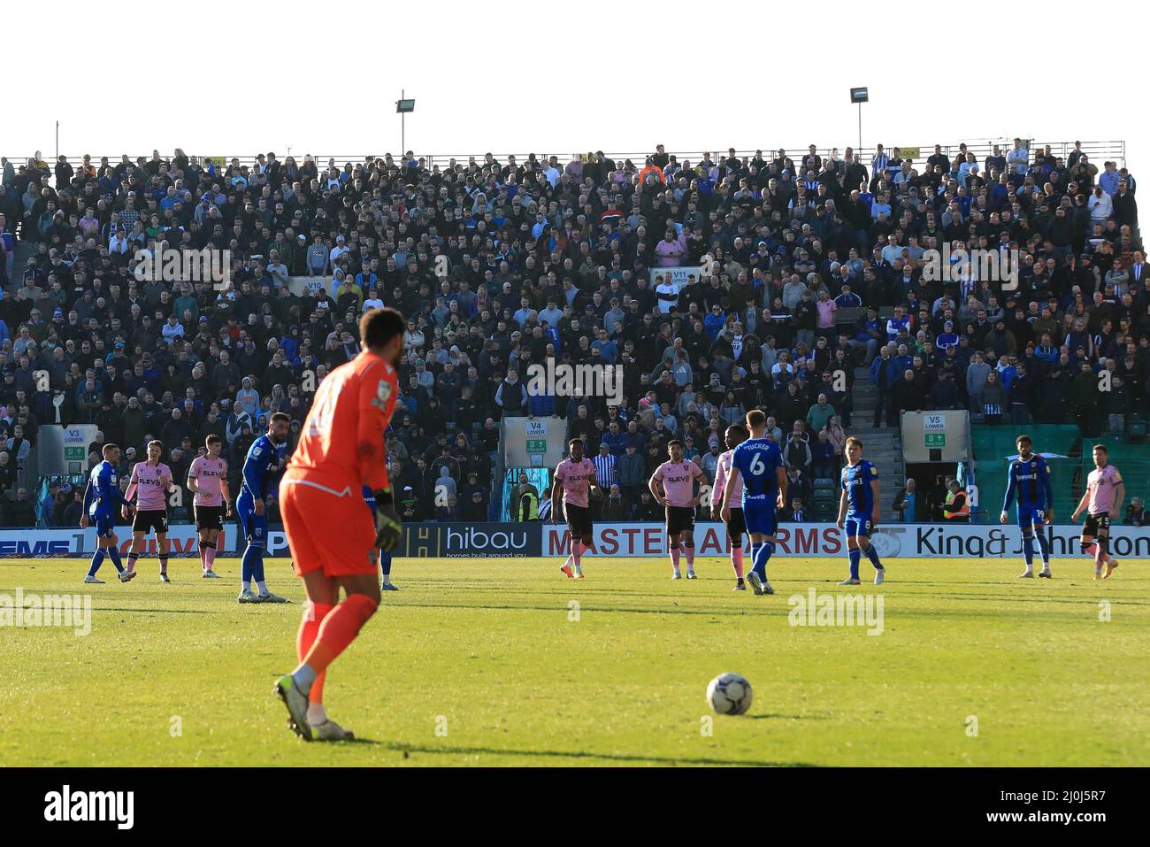 Sheffield Wednesday fans watch on as Aaron Chapman #12 of Gillingham ...