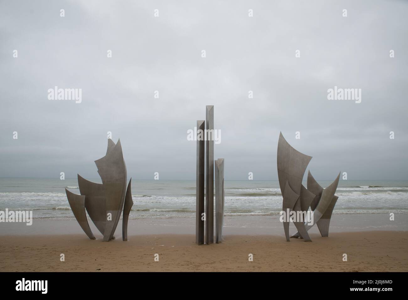 Metallic architectural sword statue on the Omaha beach Stock Photo - Alamy