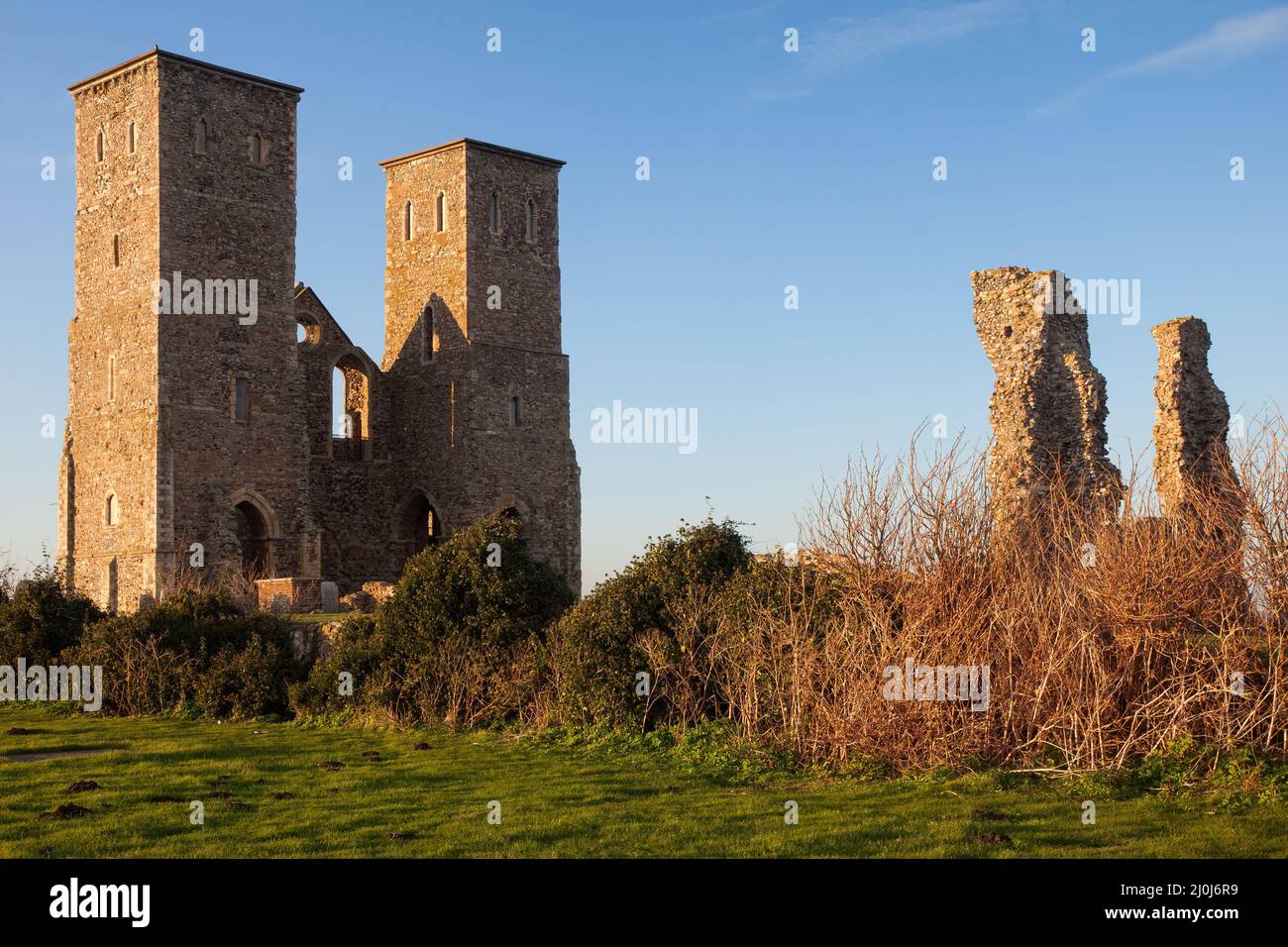 RECULVER, ENGLAND/UK - DECEMBER 10 : Remains of Reculver Church Towers ...
