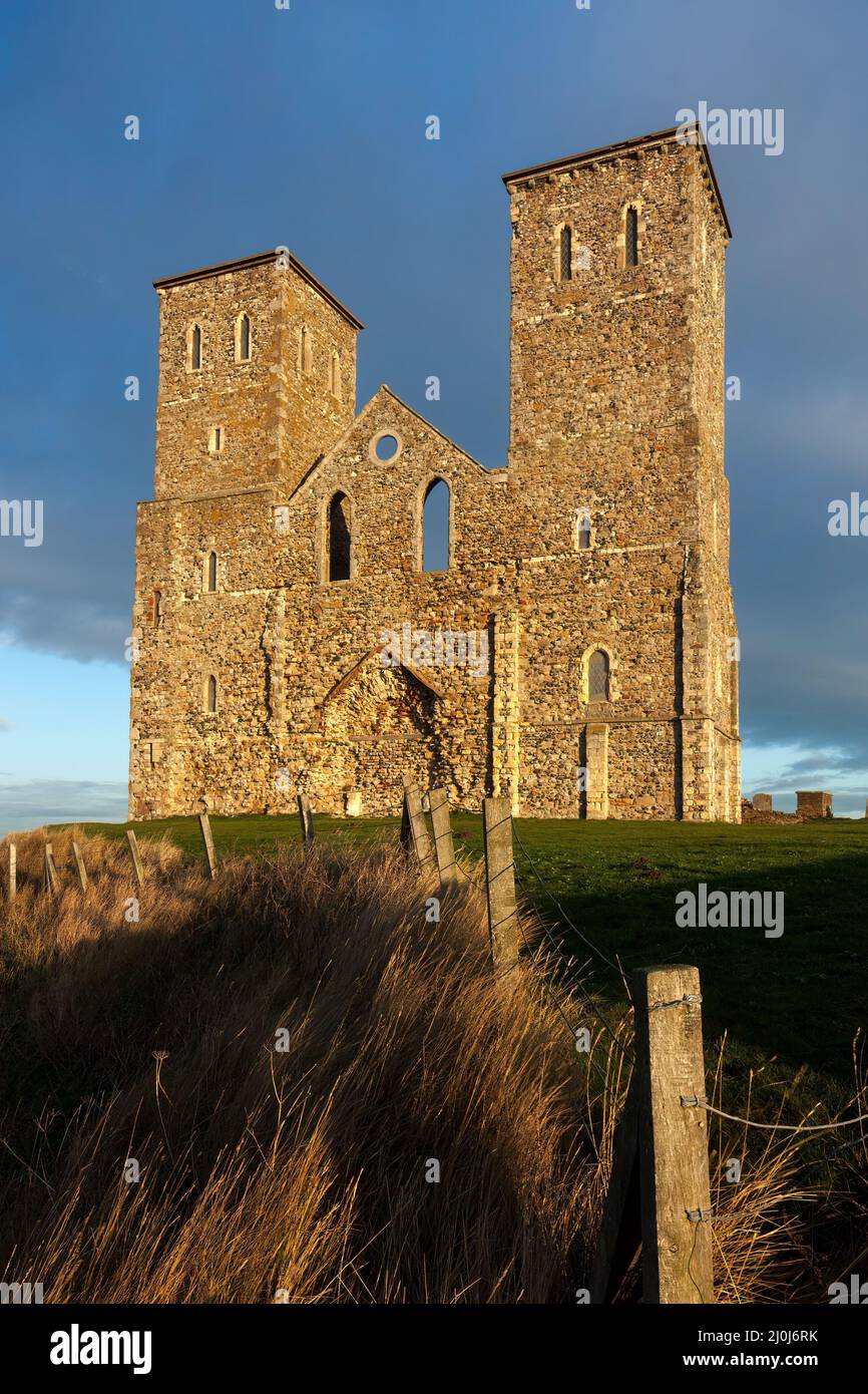 RECULVER, ENGLAND, UK - DECEMBER 10 : Remains of Reculver Church Towers ...