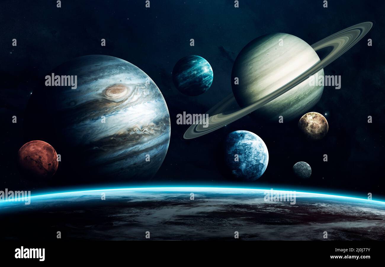 Planets of Solar system. Earth, Mars, Jupiter and others. Elements of ...