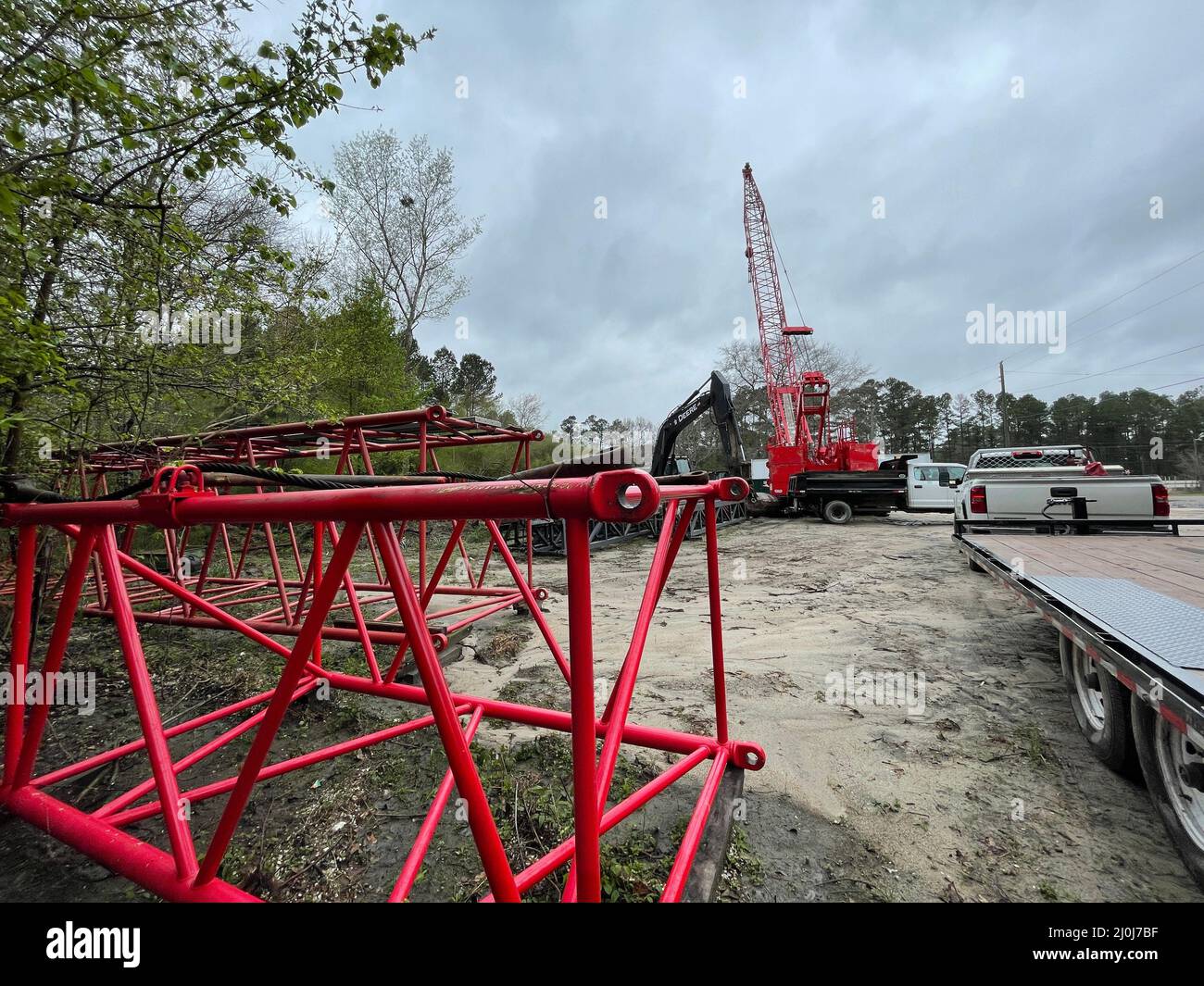 Augusta, Ga USA - 03 19 22: Manitowoc Red Crane Construction scene ...