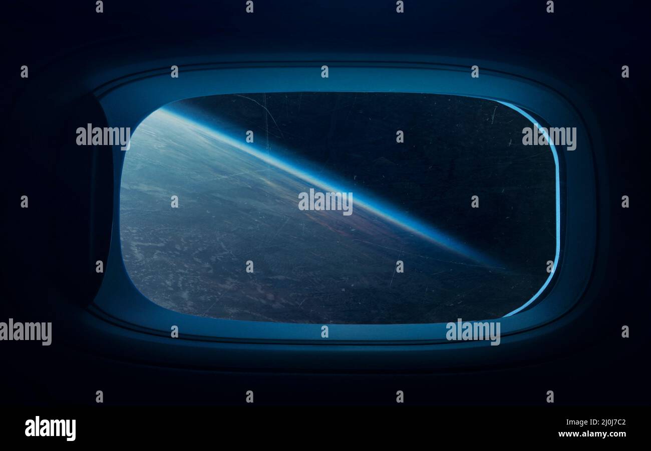 Beauty of Earth planet in spaceship window. Elements of this image ...