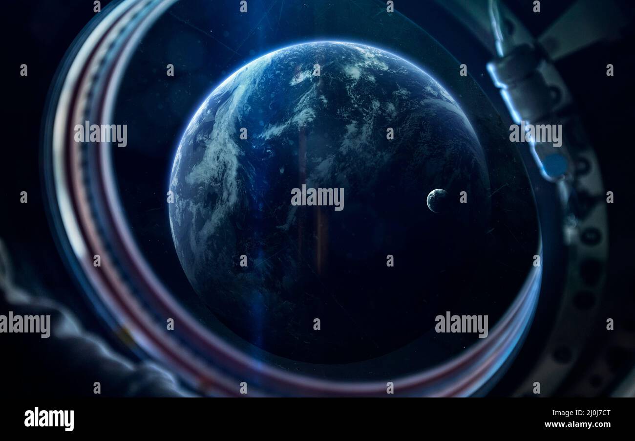 Beauty of Earth planet in endless darkness of space. Elements of this ...