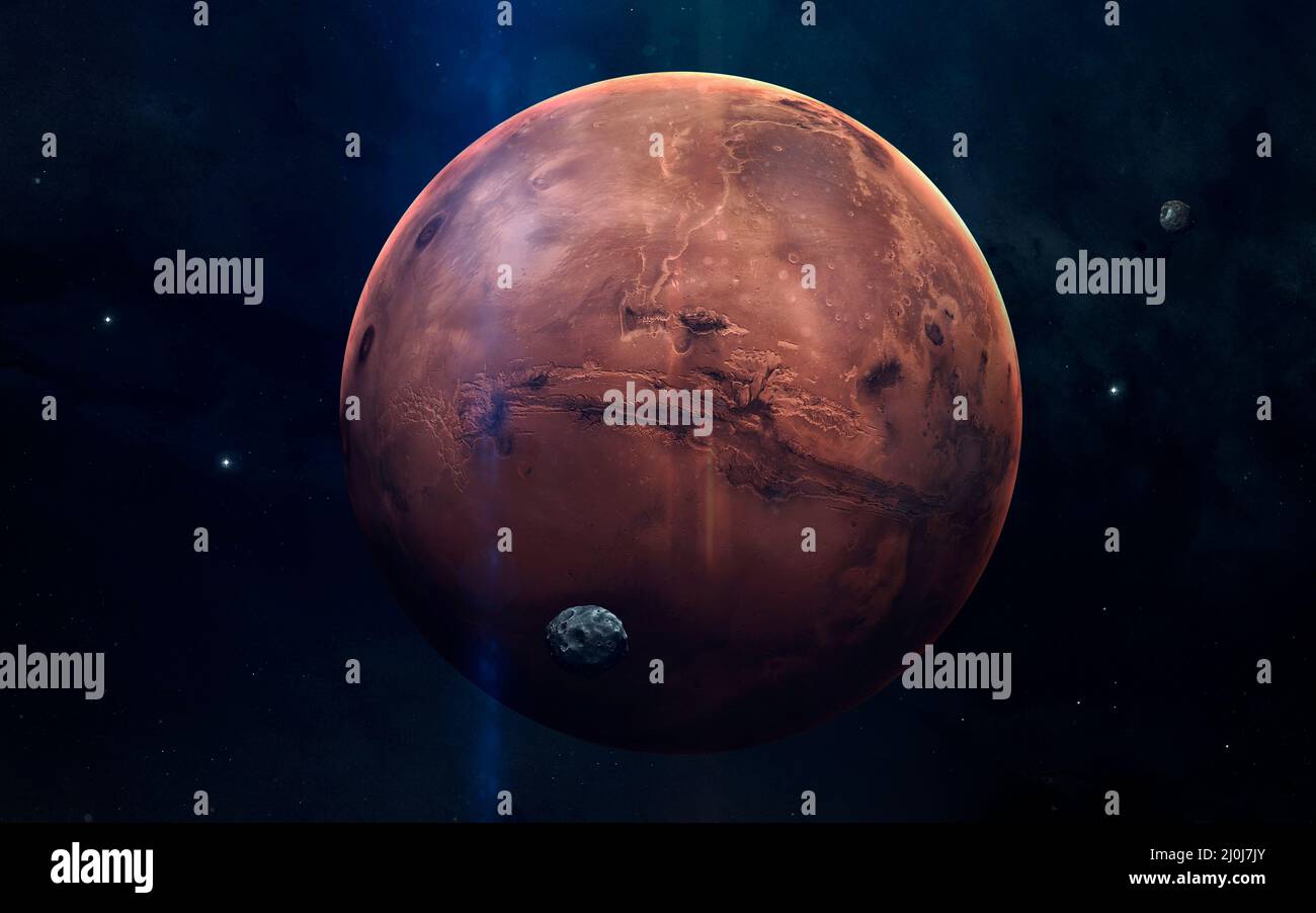 Realistic image of Mars, planet of solar system. Educational image ...