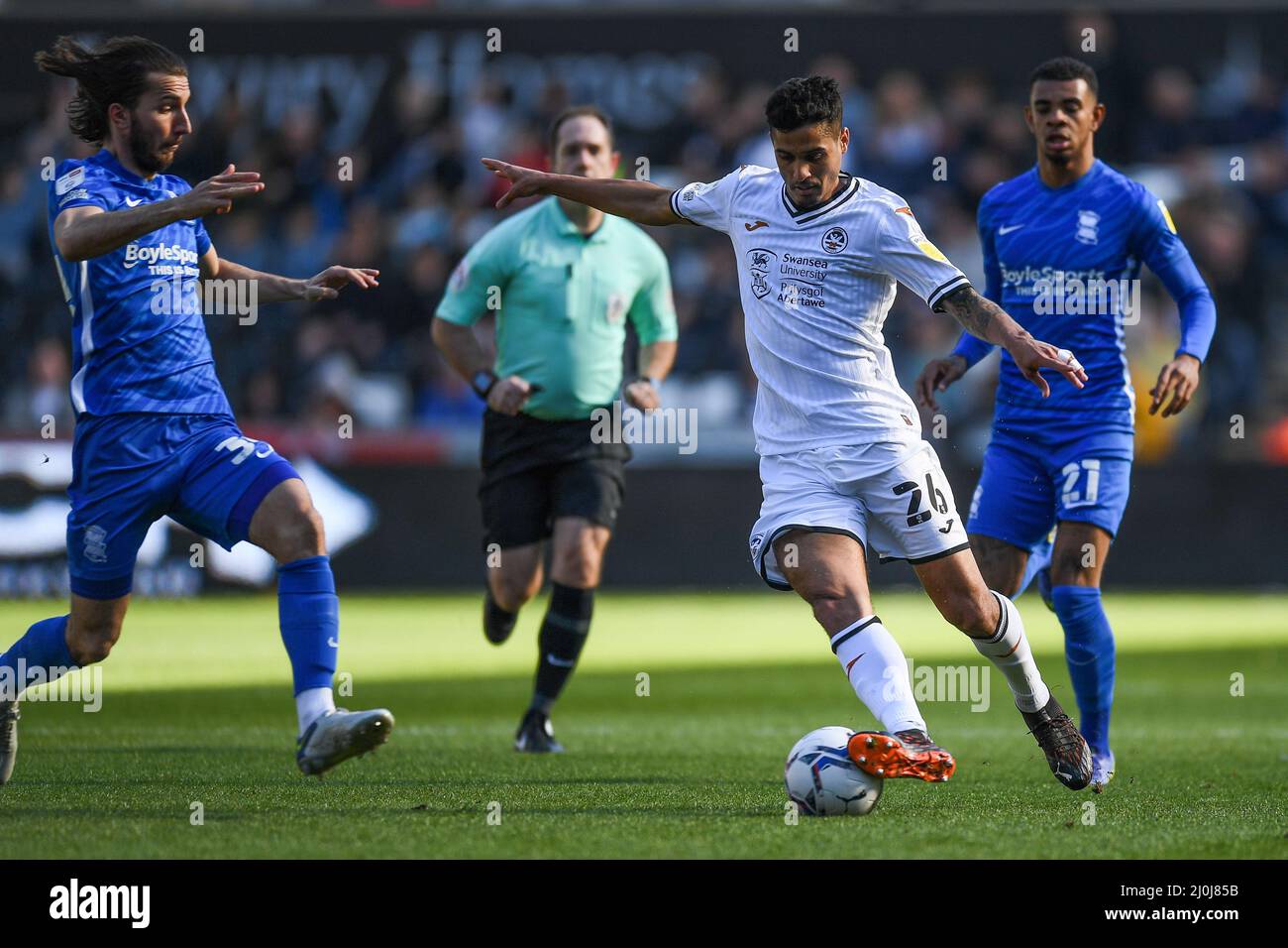Kyle Naughton #26 of Swansea City in action during the game under ...