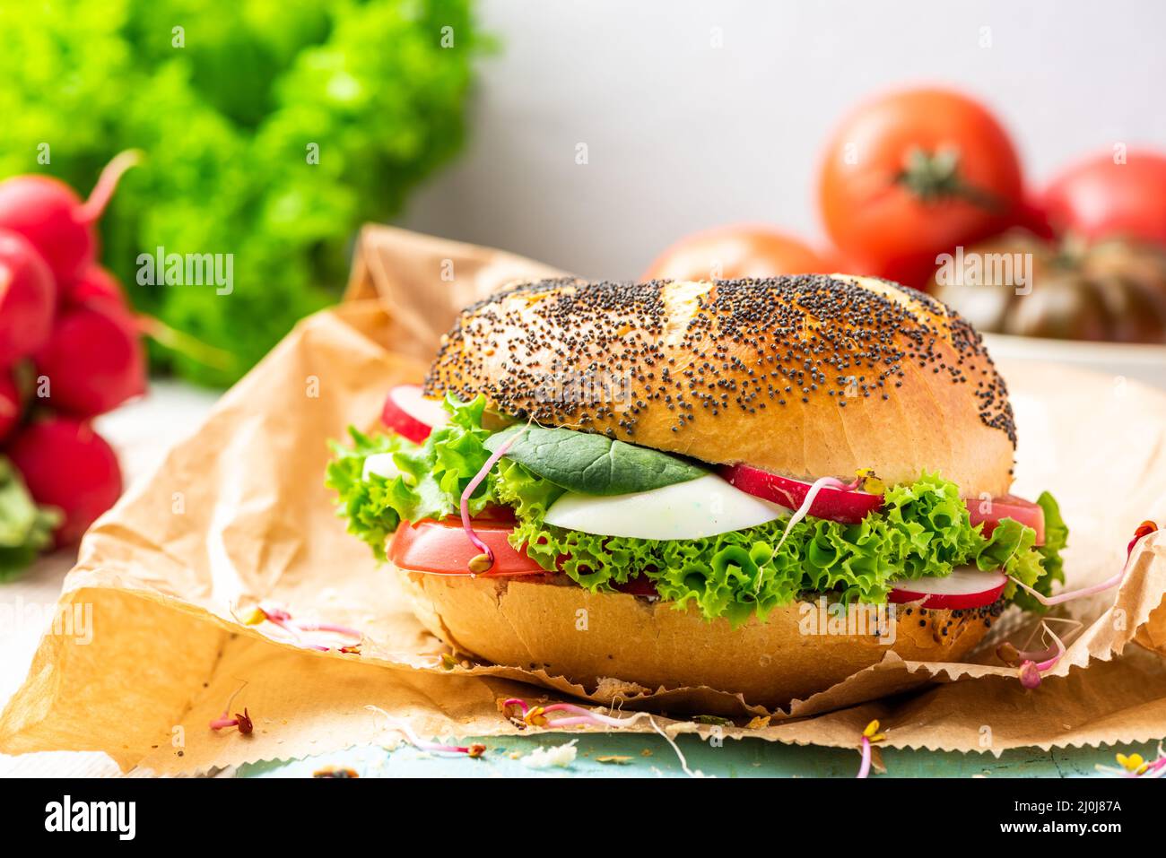Breakfast Bun With Spring Seasonal Vegetables Stock Photo - Alamy