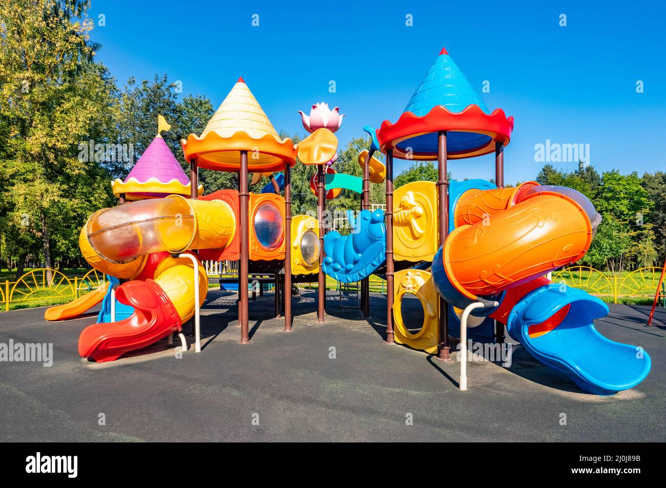 Playground to play with a slide and stairs Stock Photo - Alamy