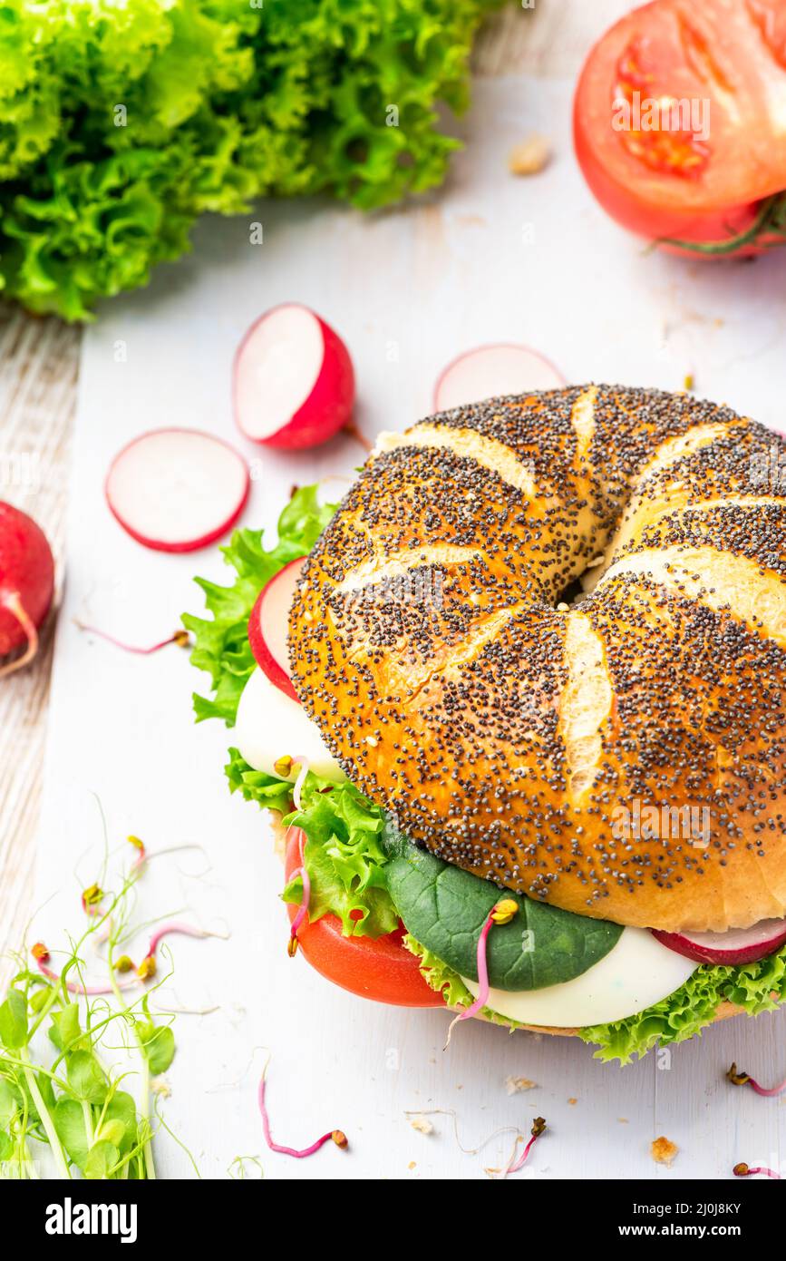 Breakfast Bun With Spring Seasonal Vegetables Stock Photo - Alamy