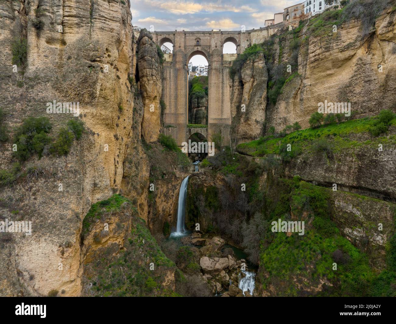 aerial view of the monumental city of Ronda in the province of Malaga ...