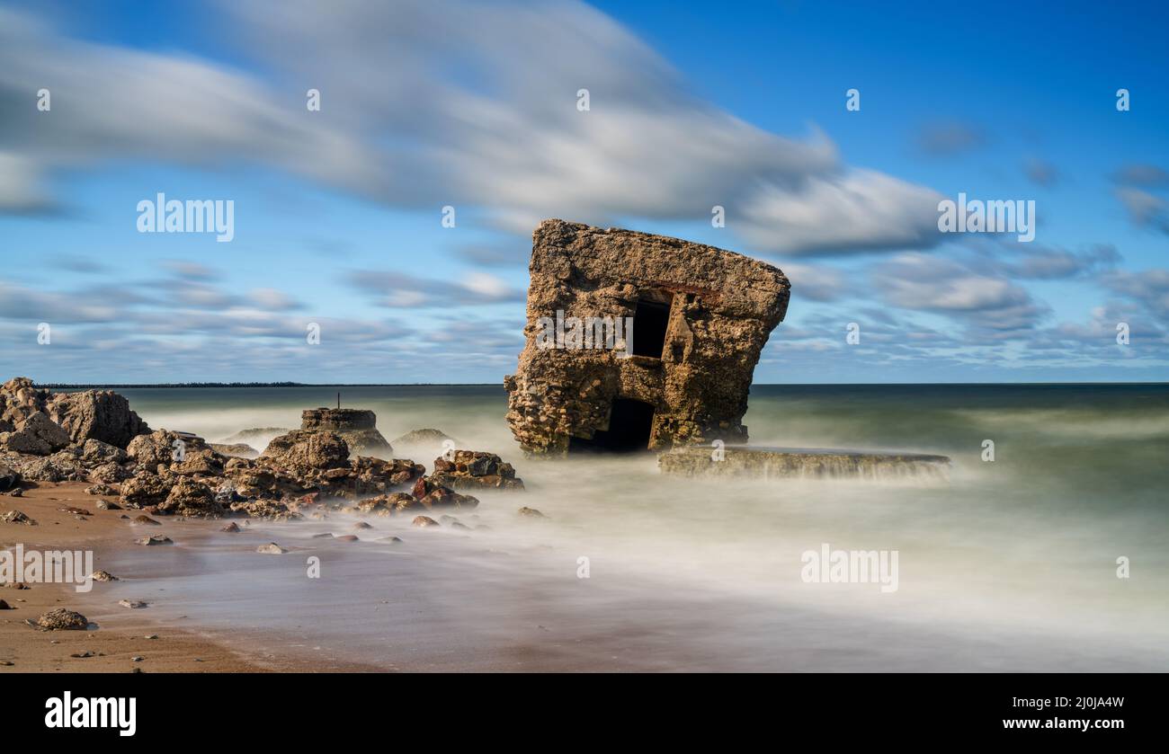 Ruins of Karosta Fort military defenses in the Baltic Sea on the coast ...