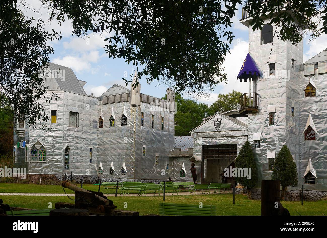 Solomon's Castle, entrance, unique building, silver color, stained ...