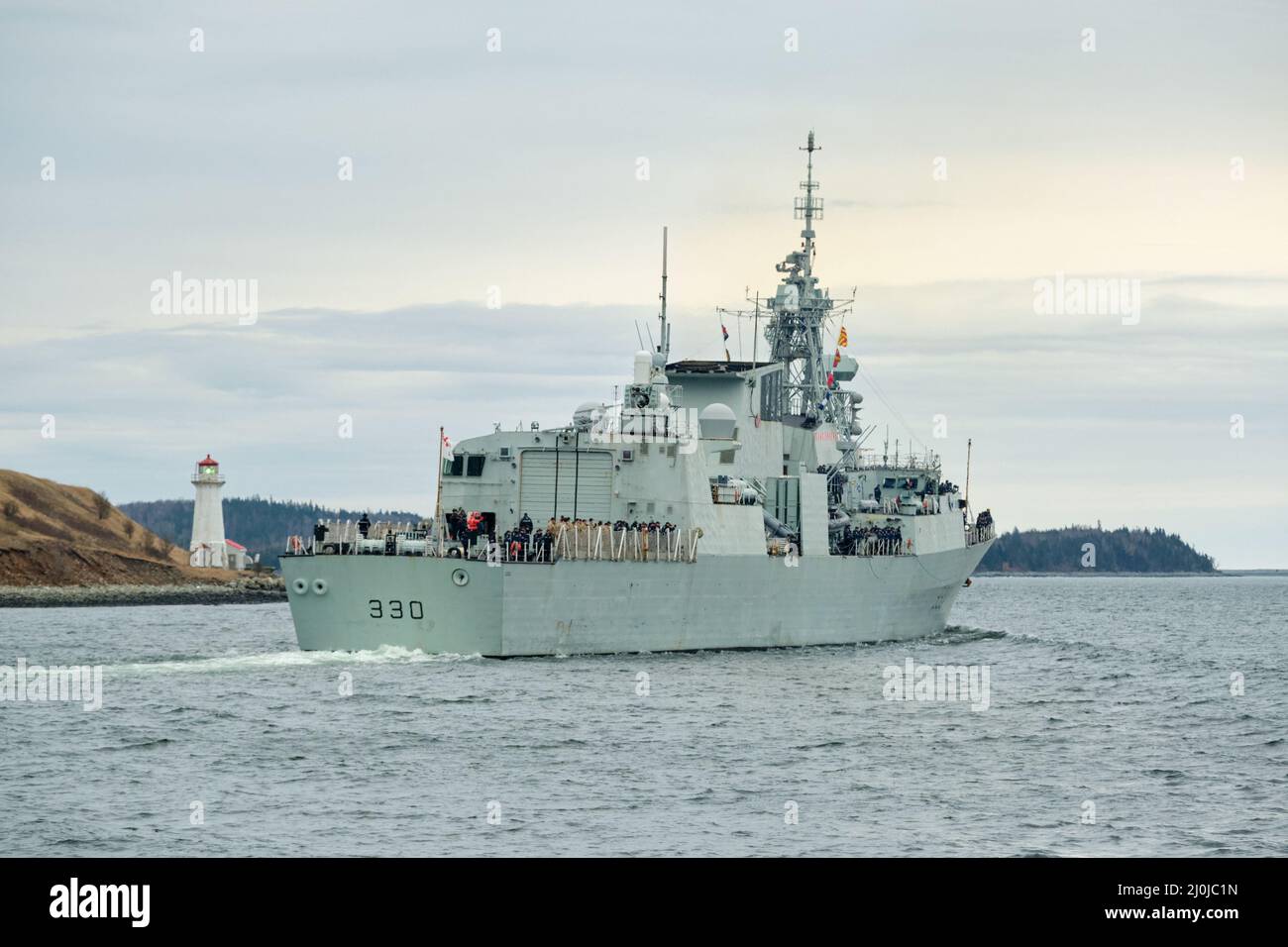 Halifax, Nova Scotia, Canada. March 19th, 2022. HMCS Halifax sets off ...