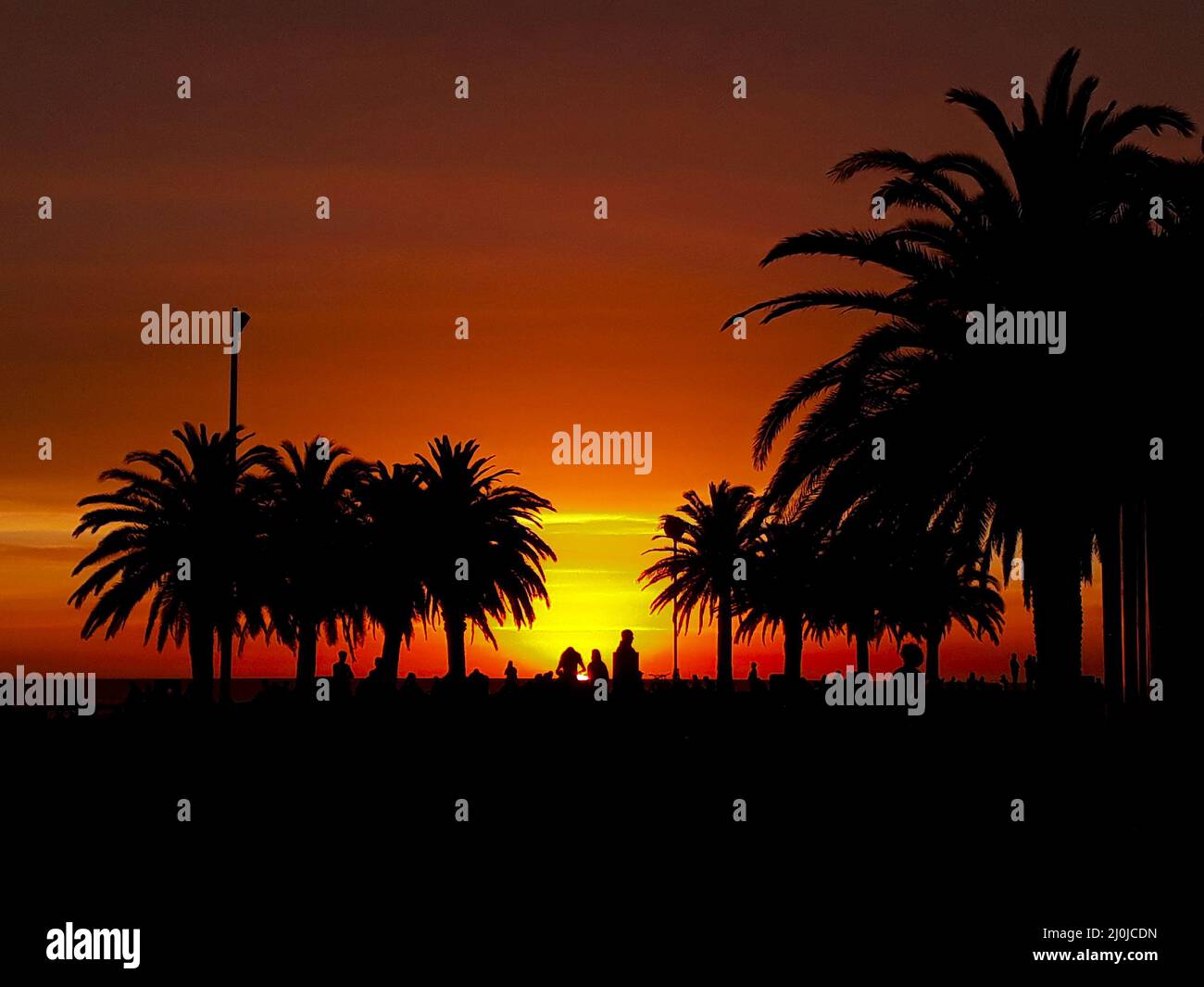 Boardwalk Sunset Silhouette Scene Stock Photo - Alamy