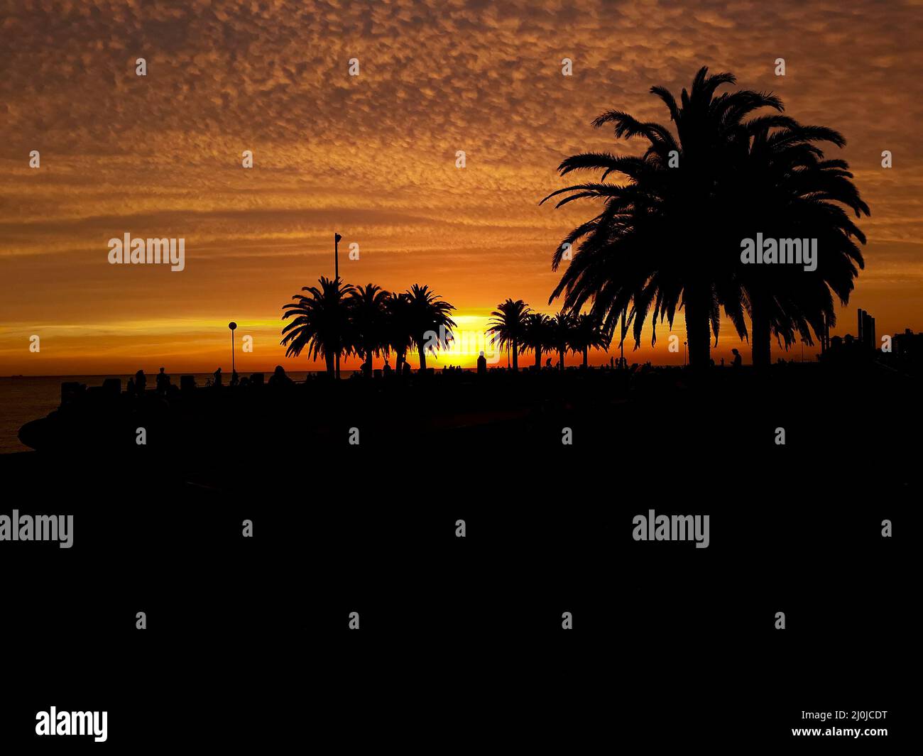 Boardwalk Sunset Silhouette Scene Stock Photo - Alamy