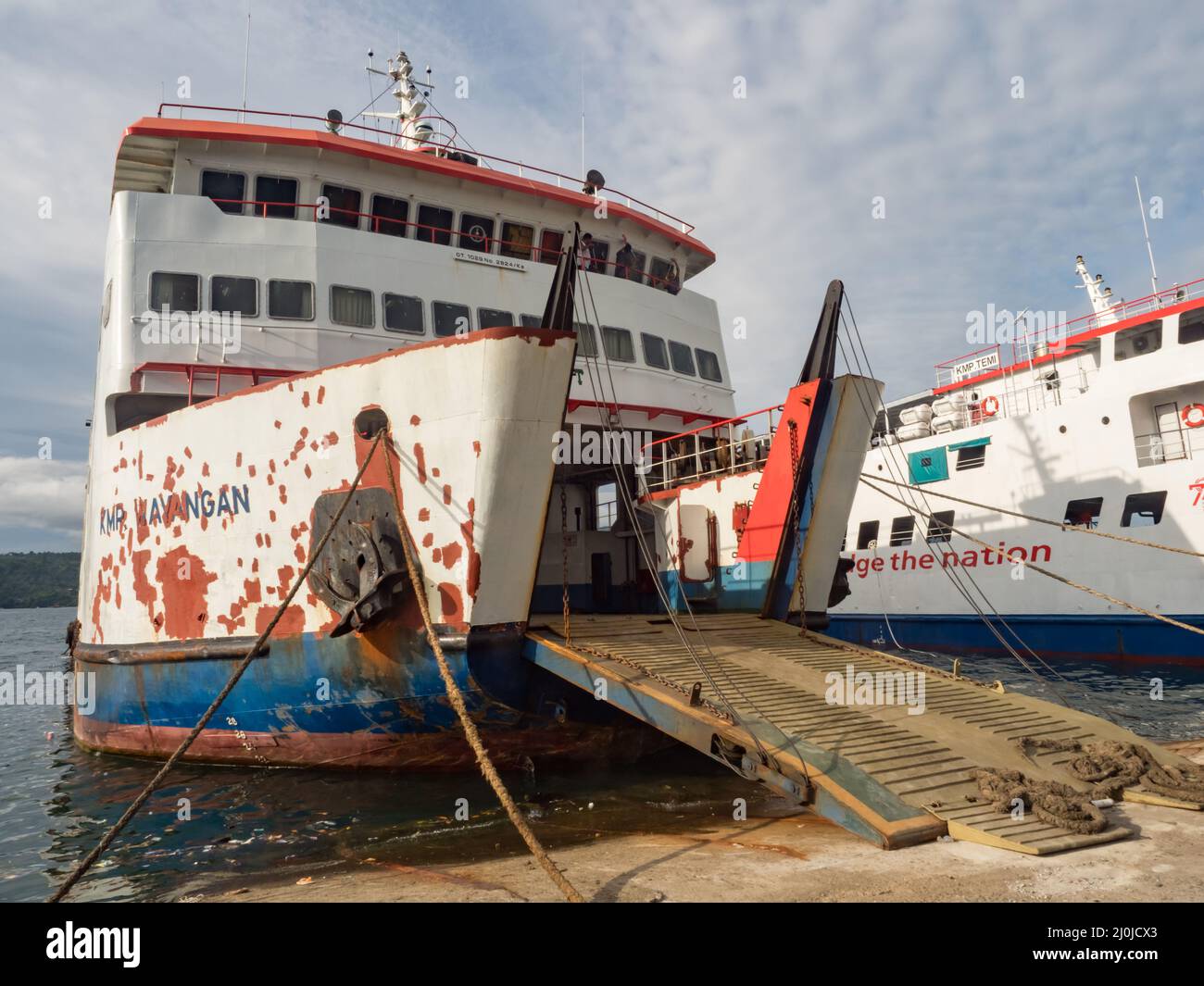 Ambon Maluku, Indonesia - Feb, 2018: Port of Ambon Island and huge ...