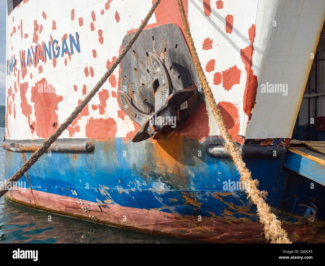 Ambon Maluku, Indonesia - Feb, 2018: Port of Ambon Island and huge ...