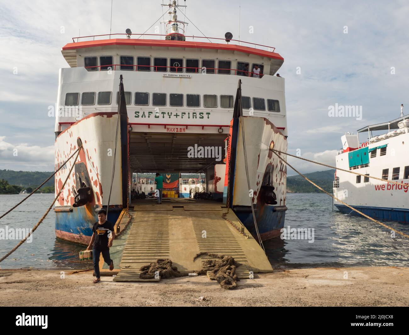 Ambon Maluku, Indonesia - Feb, 2018: Port of Ambon Island and huge ...