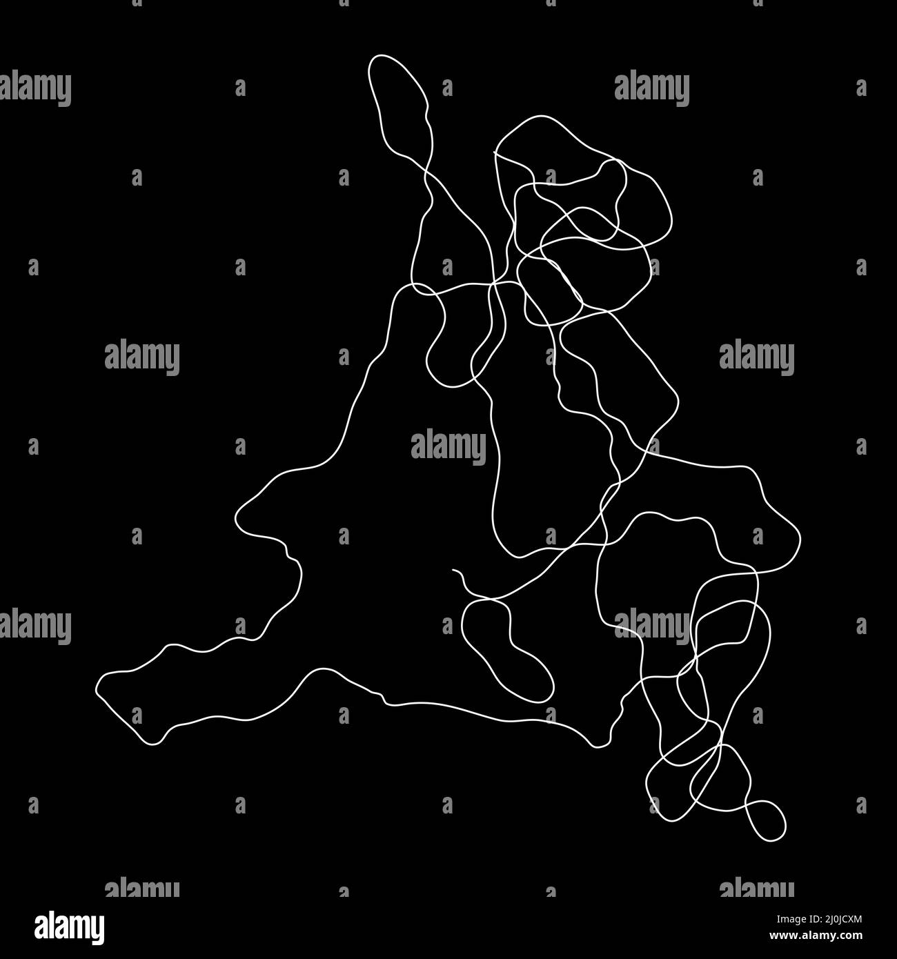 Random winding, tortuous line. Squiggly, waving, wavy curved line ...