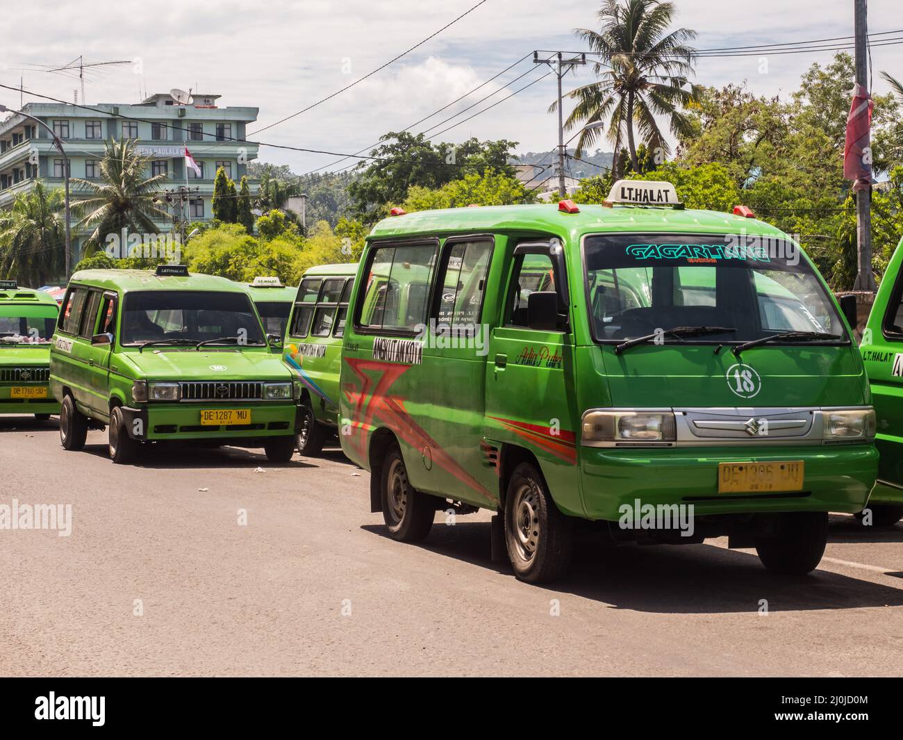 Ambon, Indonesia - February 2018: Angkot, Public transport vehicles in ...
