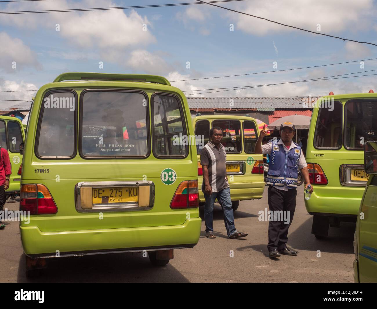 Ambon, Indonesia - February 2018: Angkot, Public transport vehicles in ...