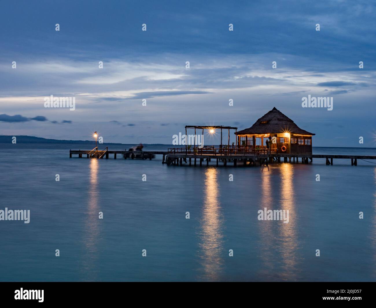 Ora Beach, Indonesia - February 14, 2018: Houses on the water in Ora ...