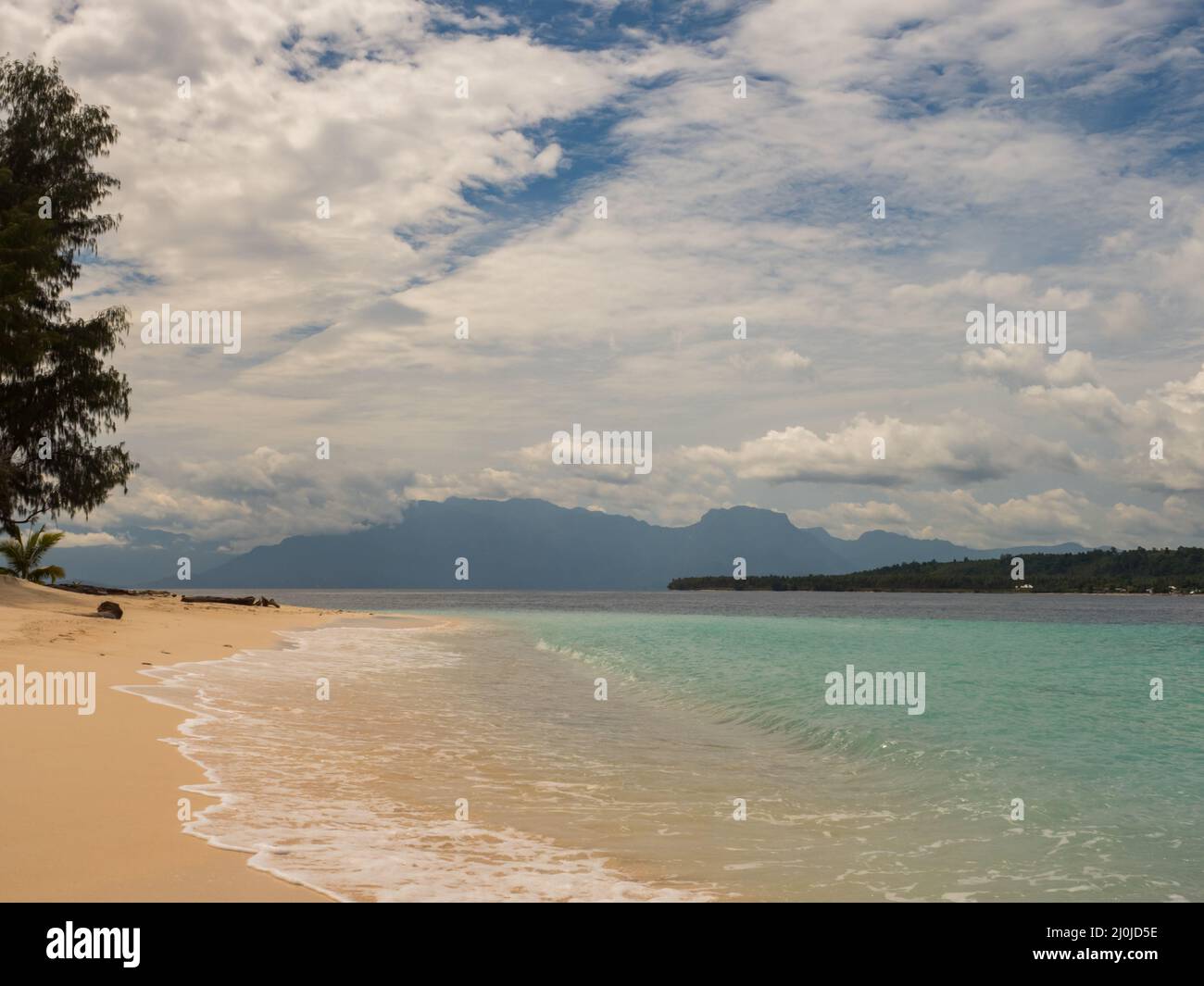 Beautiful tropical beach on one of Seven Islands, near the Seram Island ...