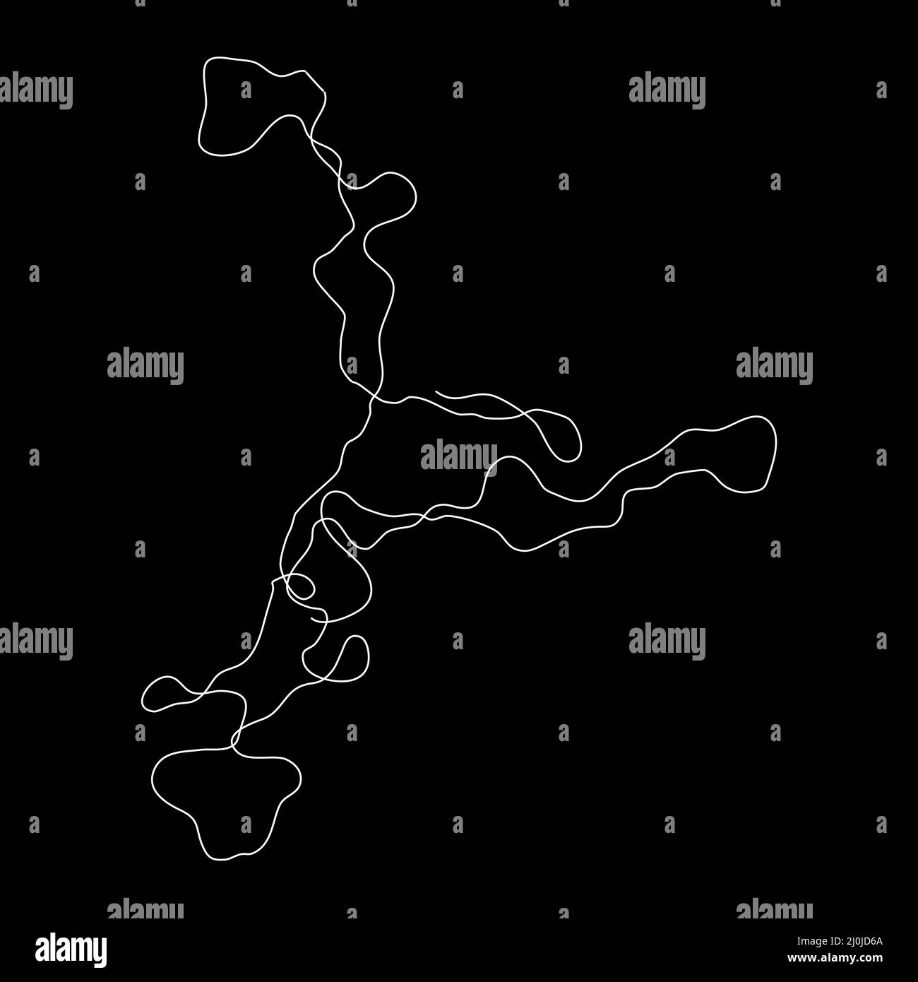 Random winding, tortuous line. Squiggly, waving, wavy curved line ...