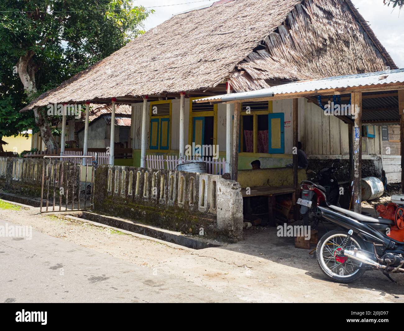 Ambon Island, Indonesia - February 2018: Typical thatched house on ...