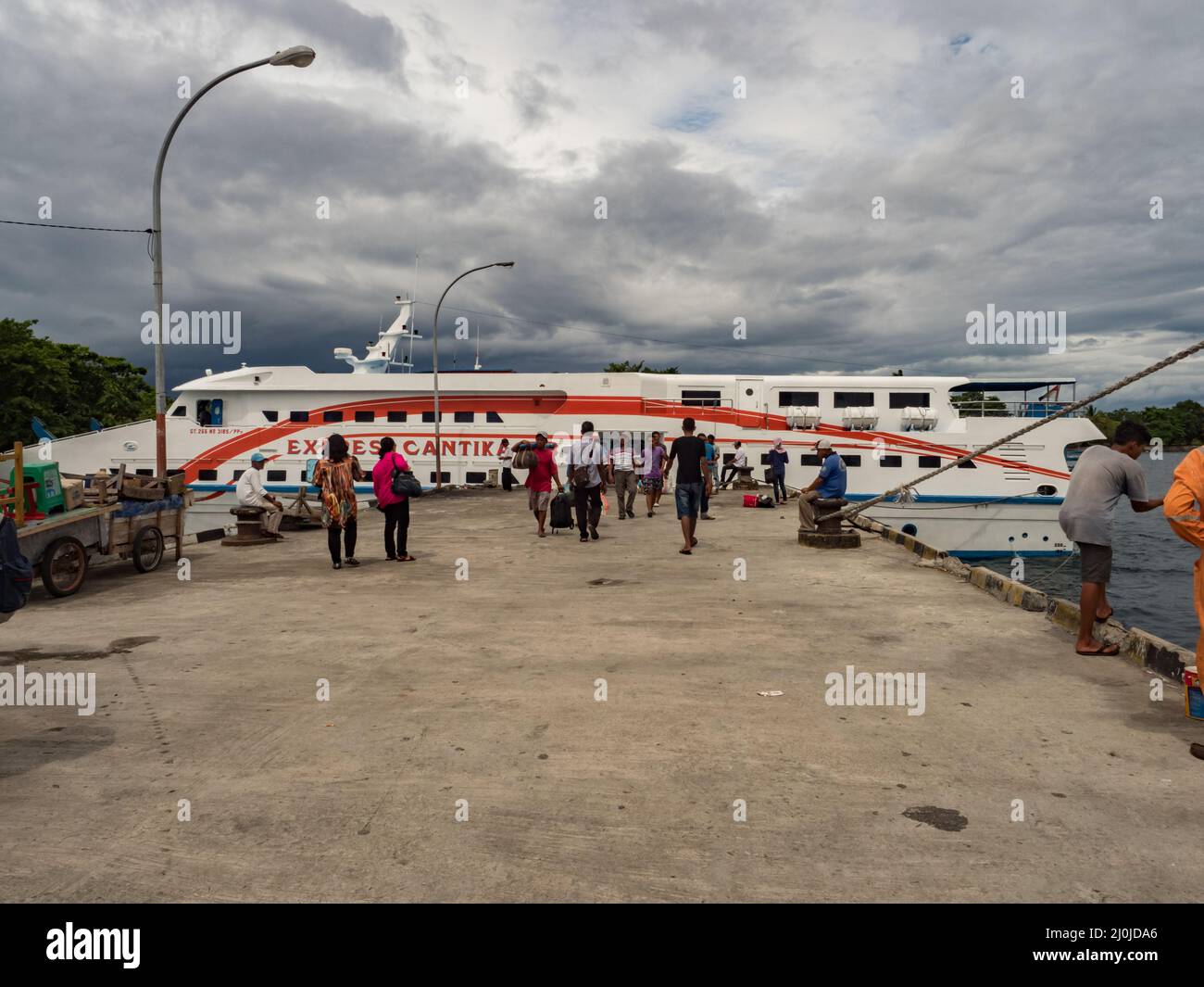 Seram Island, Indonesia - Feb 2018: A boat floating between the islands ...