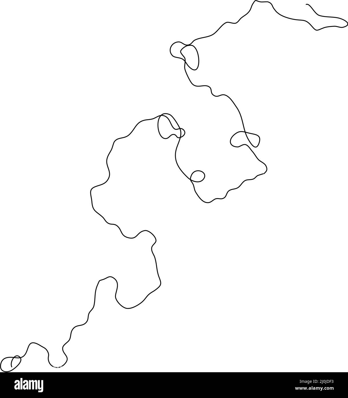 Random winding, tortuous line. Squiggly, waving, wavy curved line ...