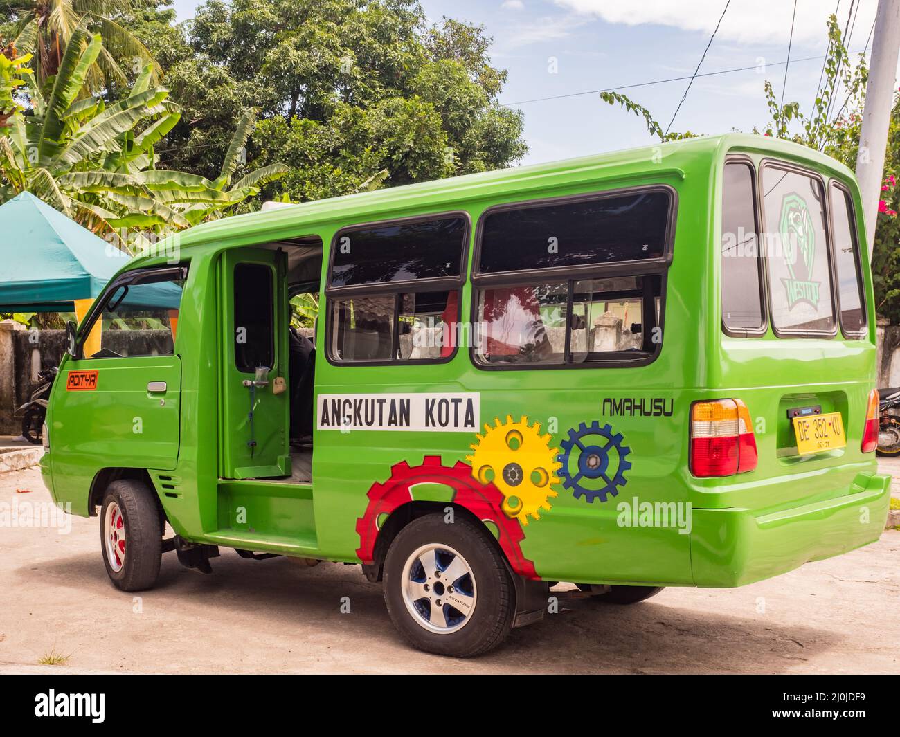 Ambon, Indonesia - February 2018: Angkot, Public transport vehicles in ...
