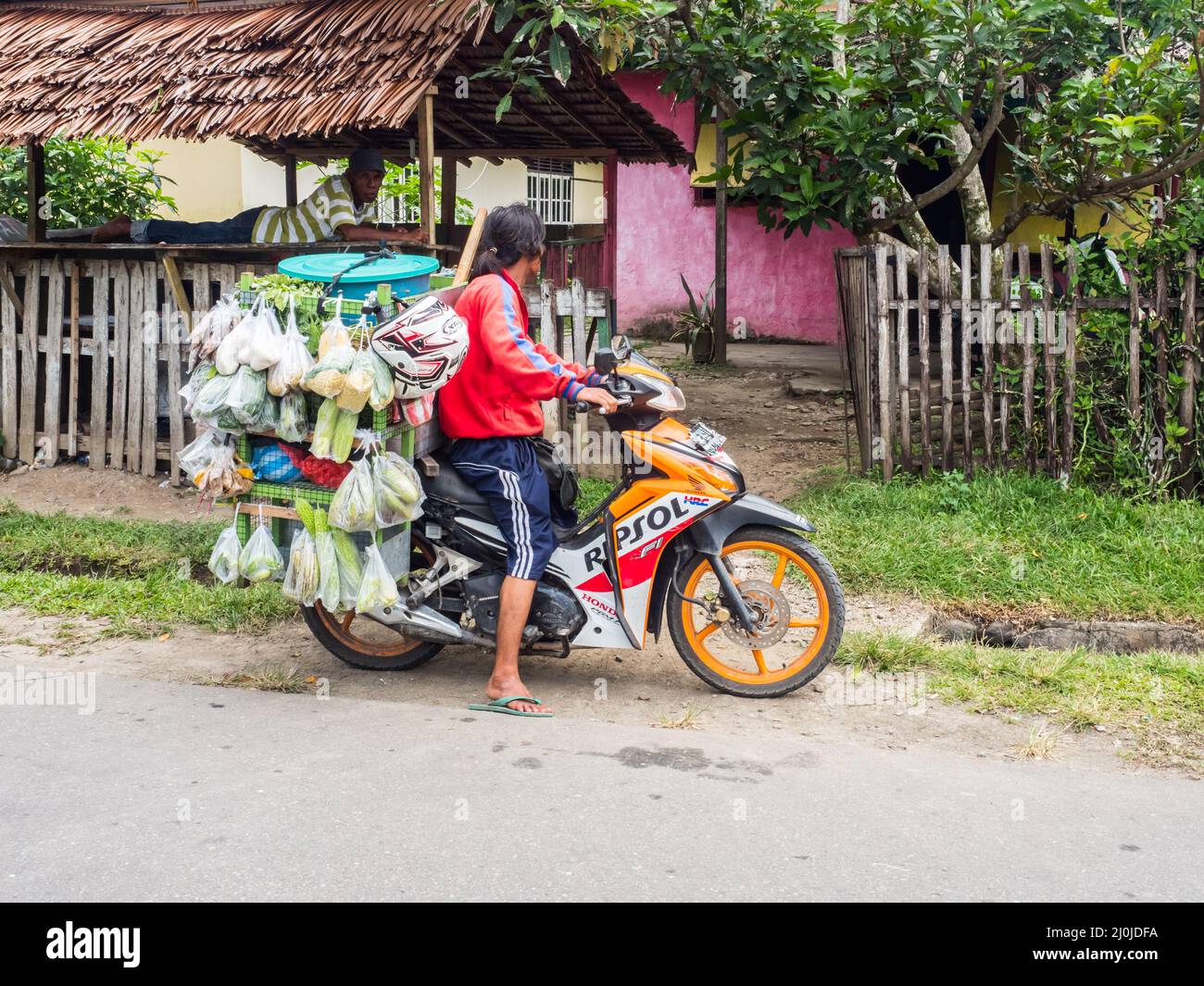 Ambon Island, Indonesia - February 2018: Itinerant trade on Ambon ...