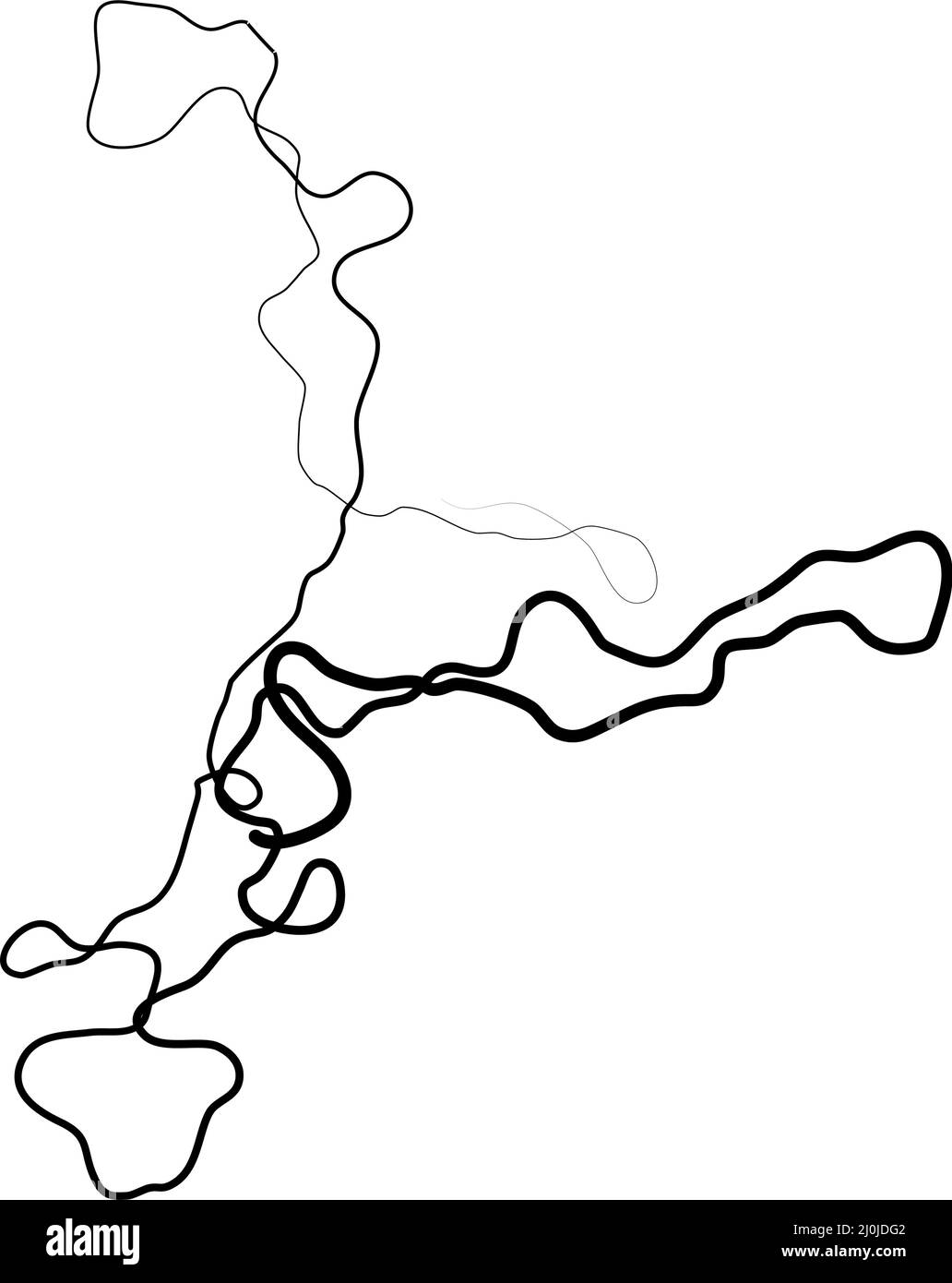 Random winding, tortuous line. Squiggly, waving, wavy curved line ...