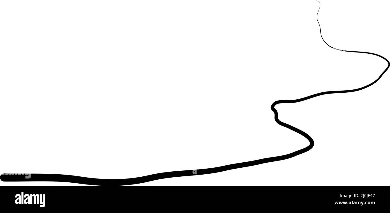 Random winding, tortuous line. Squiggly, waving, wavy curved line ...