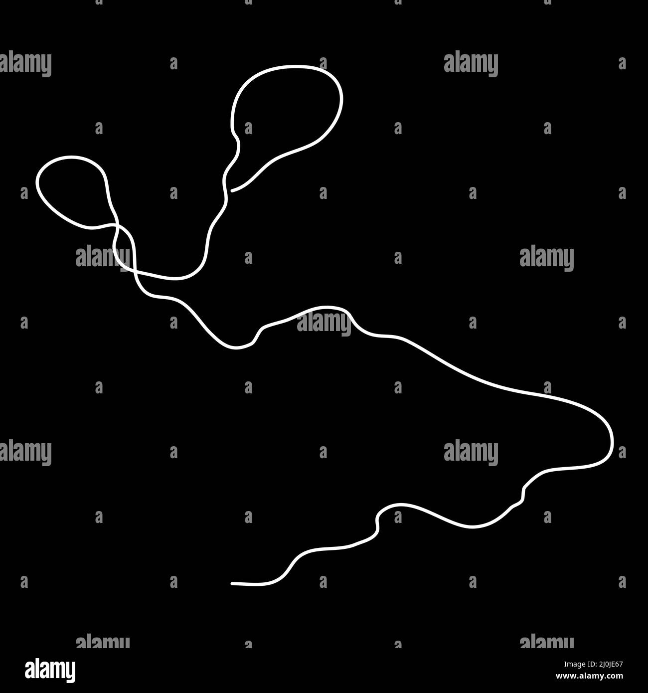 Random winding, tortuous line. Squiggly, waving, wavy curved line ...