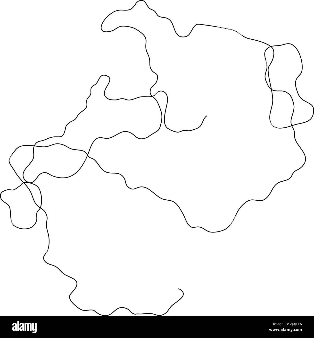 Random winding, tortuous line. Squiggly, waving, wavy curved line ...