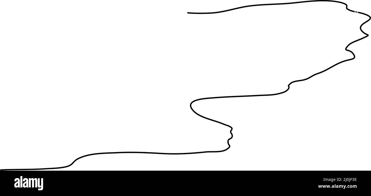 Random winding, tortuous line. Squiggly, waving, wavy curved line ...