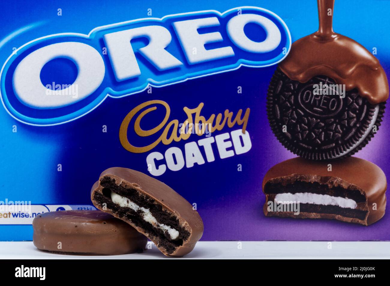 Oreo Cadbury Chocolate Coated Biscuits Stock Photo - Alamy