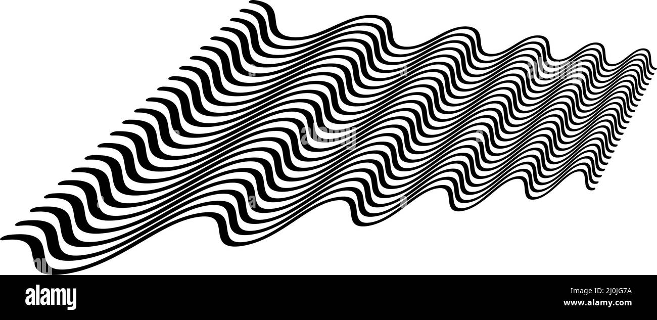 Wavy, waving, billowy and undulating lines in 3D perspective - stock ...