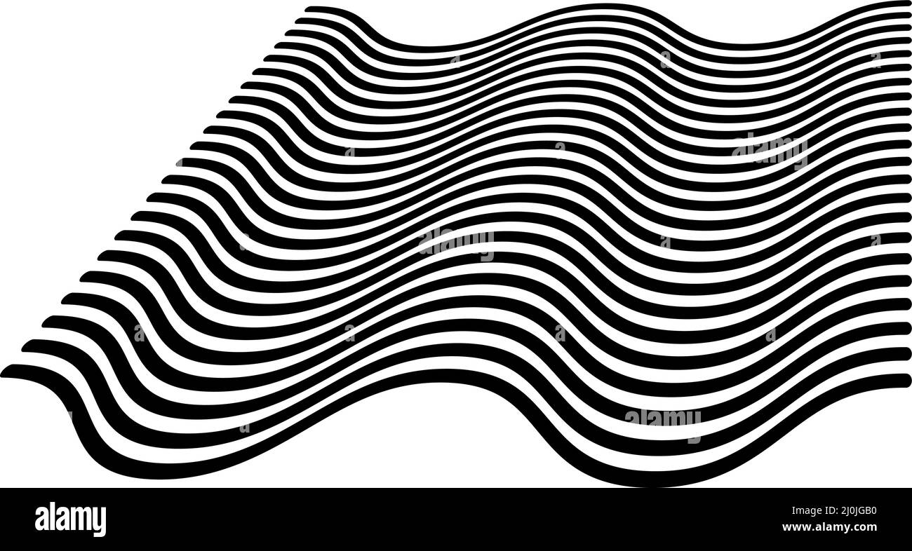 Wavy, waving, billowy and undulating lines in 3D perspective - stock ...