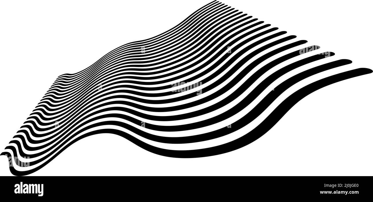 Wavy, waving, billowy and undulating lines in 3D perspective - stock ...