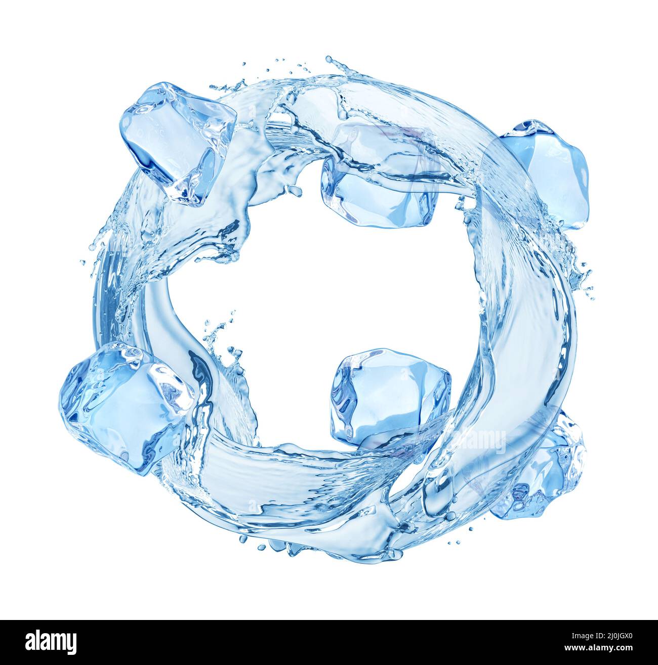 Circle water splash with ice cubes isolated on white background Stock ...