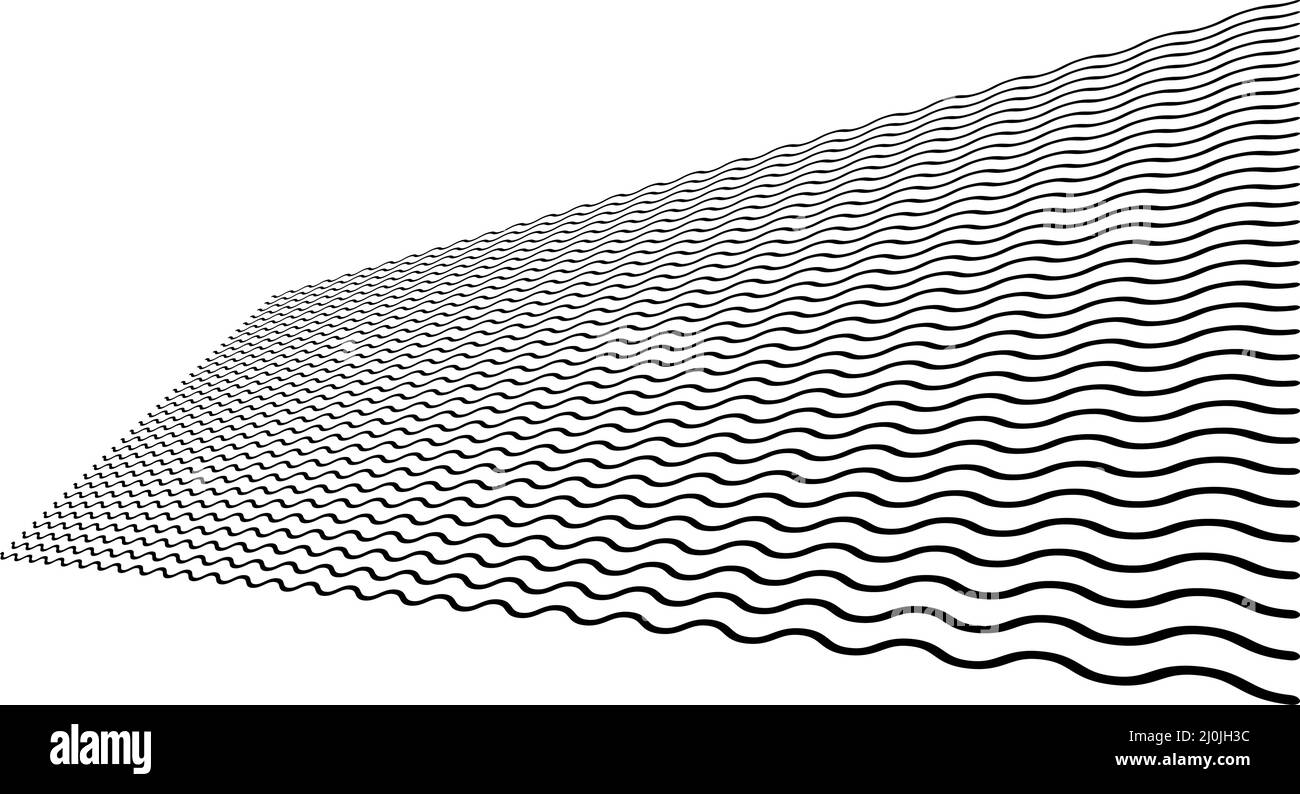 Wavy, waving, billowy and undulating lines in 3D perspective - stock ...
