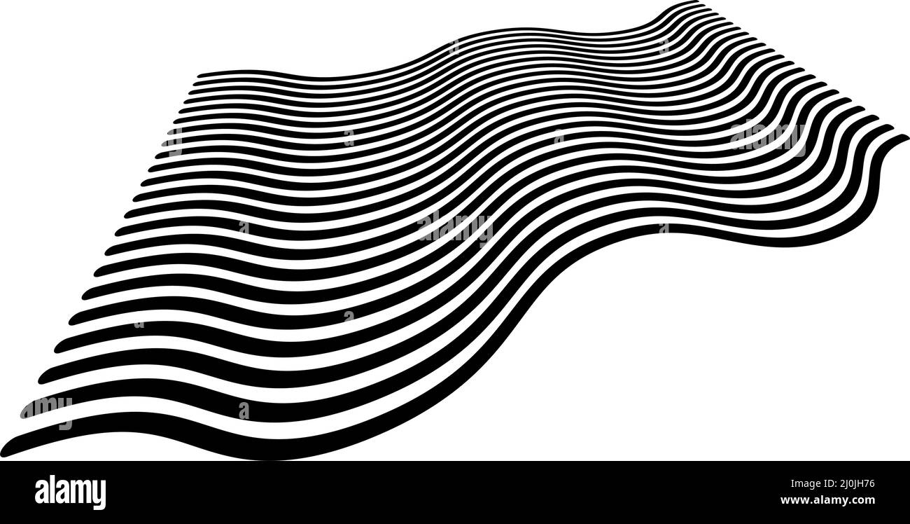 Wavy, waving, billowy and undulating lines in 3D perspective - stock ...