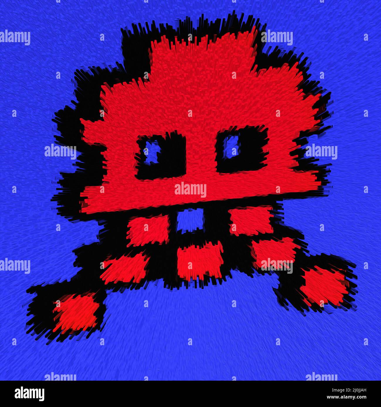 Nostalgic Vintage 80's Retro Pixel art of a giant red alien invader ...