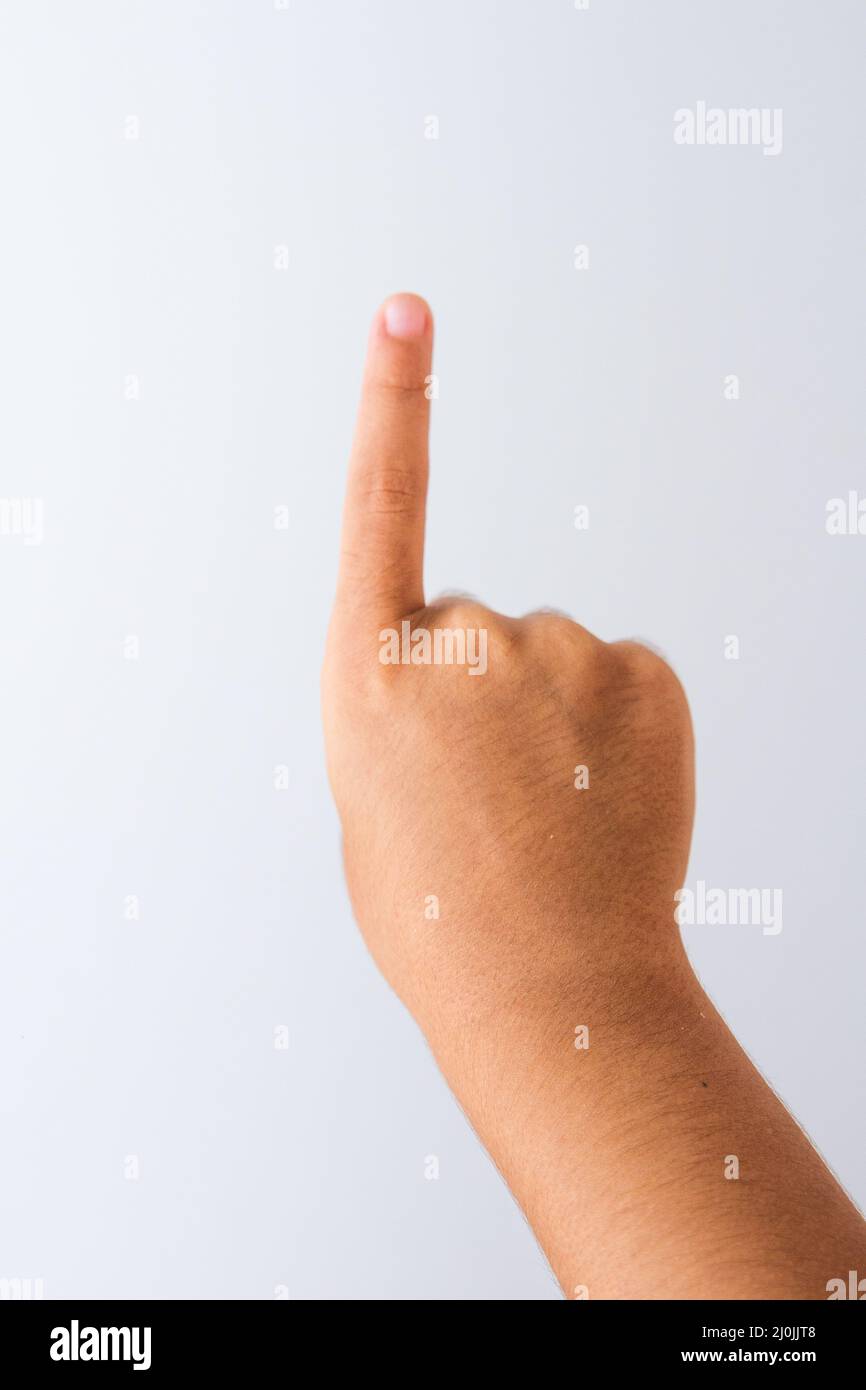 child waving forward on a white background in Rio de Janeiro Stock ...